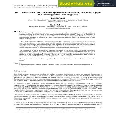 An ICT-Mediated Constructivist Approach For Increasing Academic Support ...