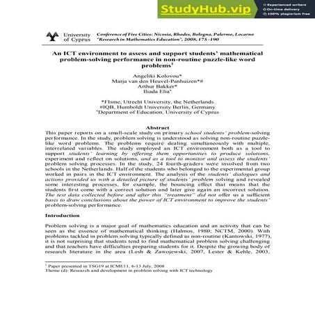 An ICT Environment To Assess And Support Students Mathematical Problem-Solving Performance In ...