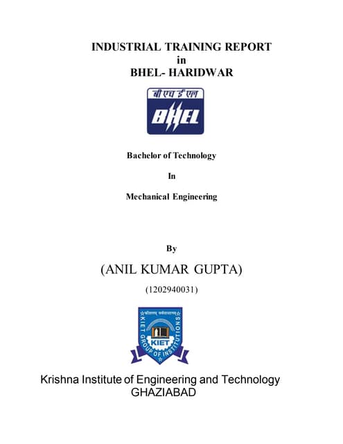 bhel summer training report | PDF