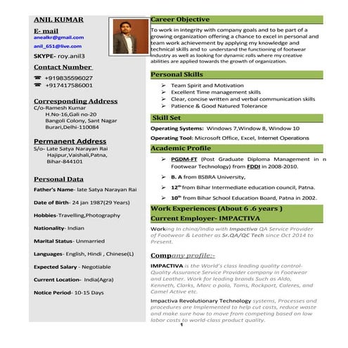 Anil kumar resume | DOC