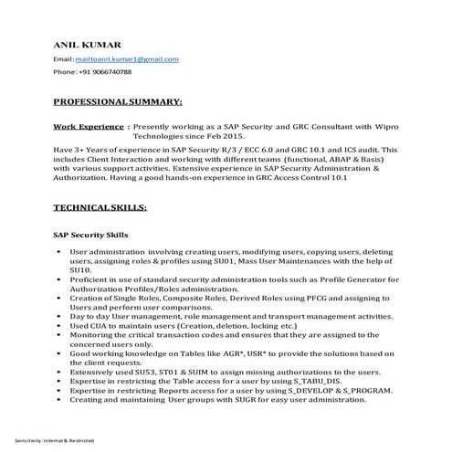 Anil kumar sap security and grc consultant | DOCX