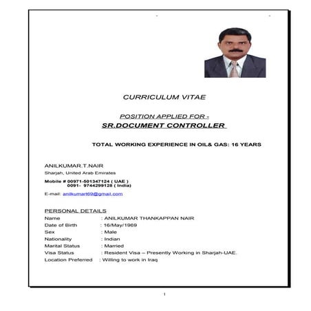 Anil nair cv | DOC