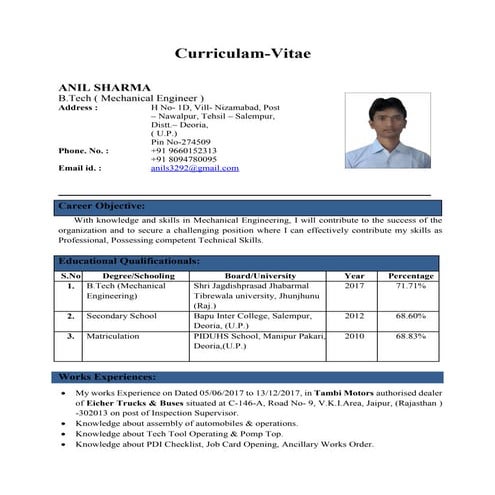 Anil sharma (cv) update | PDF | Careers
