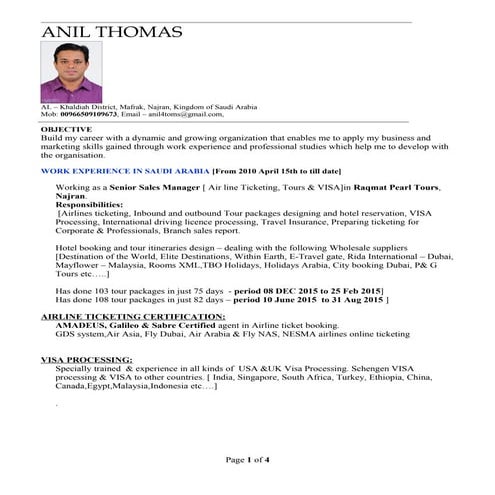 Anil Thomas cv -2015 | PDF
