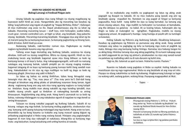 Anim na sabado ng beyblade | DOCX