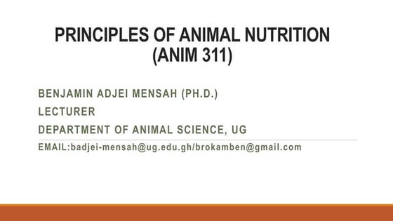 Animal Nutrition: Terminology, Cell, Tissues | PPT