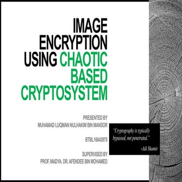 An Image Encryption Using Chaotic Based Cryptosystem Ppt 