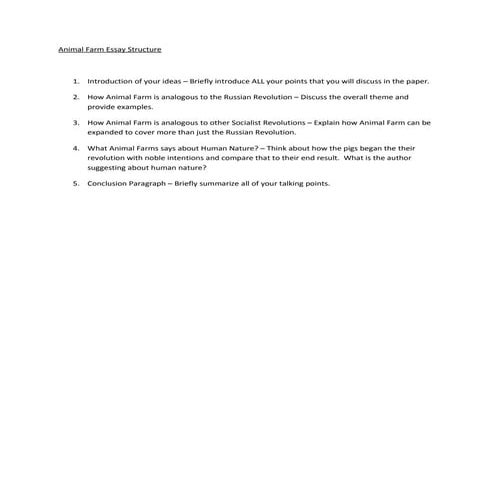 Animal Farm Essay Structure | DOC