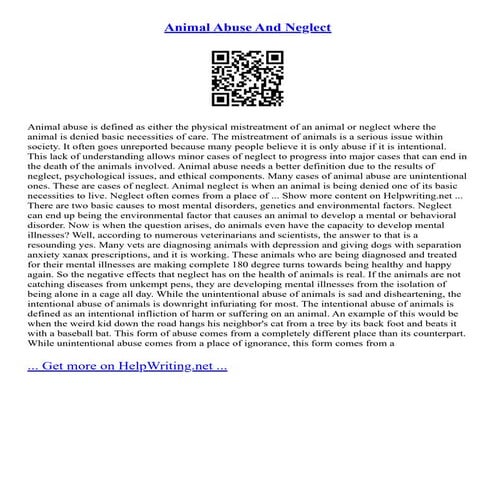 Animal Abuse And Neglect | PDF