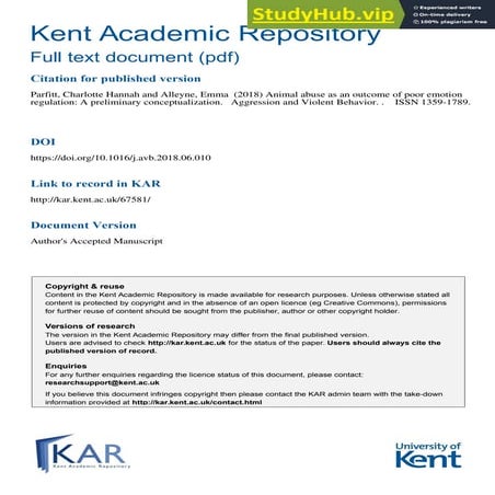 Animal Abuse As An Outcome Of Poor Emotion Regulation A Preliminary ...