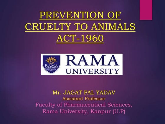 The Prevention of cruelty to animals act 1960 | PPTX | Zoos & Aquariums ...