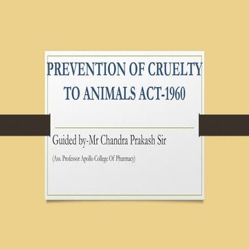 The Prevention of cruelty to animals act 1960 | PPTX