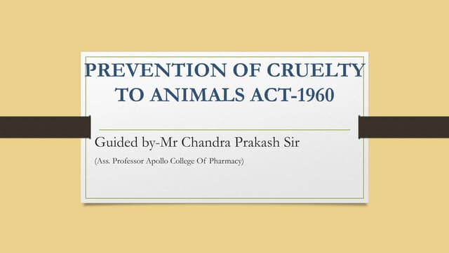 The Prevention of cruelty to animals act 1960 | PPTX