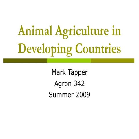 Animal Agriculture In Developing Countries | PPT