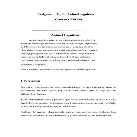ANIMAL BEHAVIOUR .STUDY ANIMAL COGNITION | DOCX