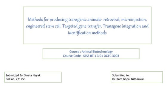 MICROINJECTION GENE TRANSFER METHOD | PPTX