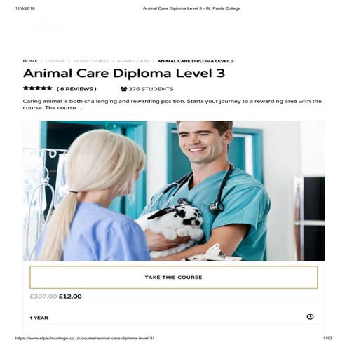 Animal Care Diploma Level 3 - St. Pauls College | PDF