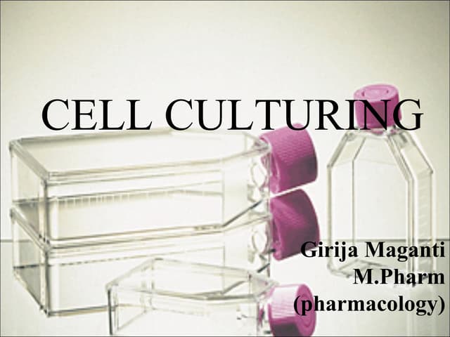 Animal cell culture techniques | PPTX