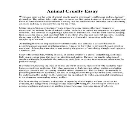 Animal Cruelty Essay | PDF | Geography | Science