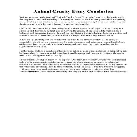 Animal Cruelty Essay Conclusion | PDF