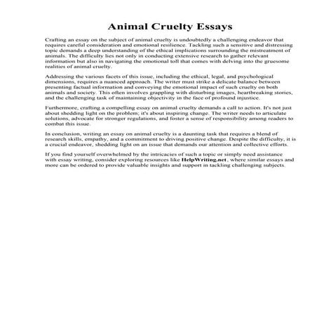 Animal Cruelty Essays. Animal Cruelty Essay Telegraph | PDF