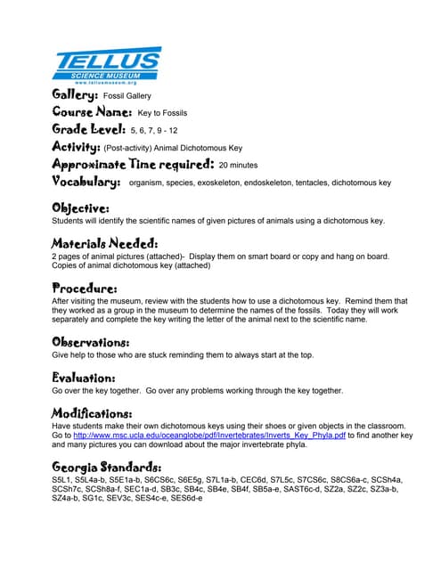 Invertebrates chart | PDF | Zoos & Aquariums | Attractions