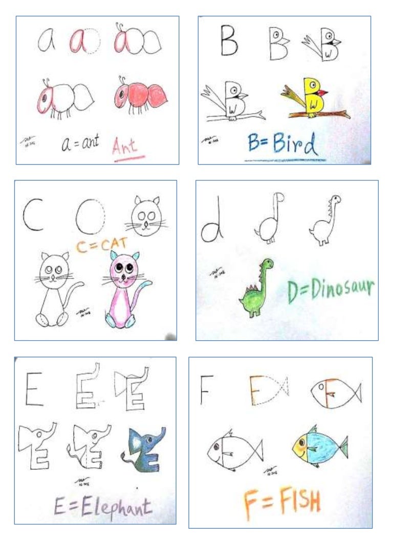 Dibujo con letras de abecedario