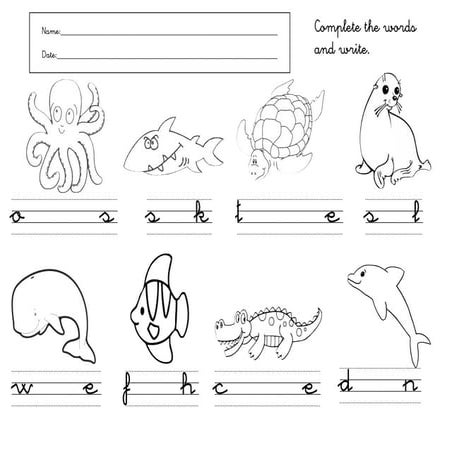 Ficha De Animales Terrestres Y Acuáticos