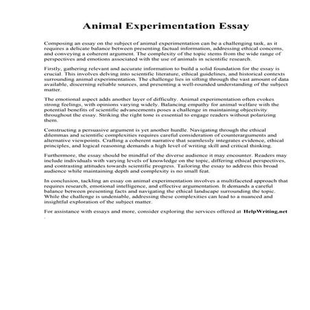 Animal Essay. The University of British Columbia | PDF