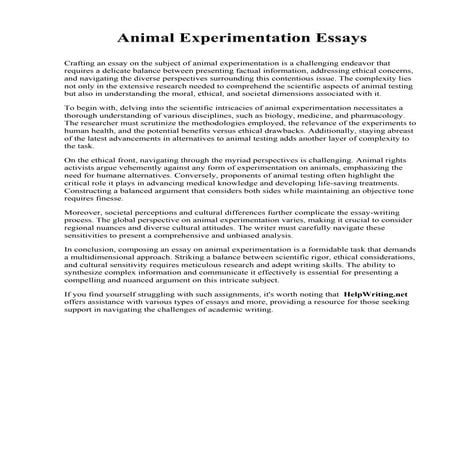 Animal Experimentation Essays. University of the Ozarks | PDF
