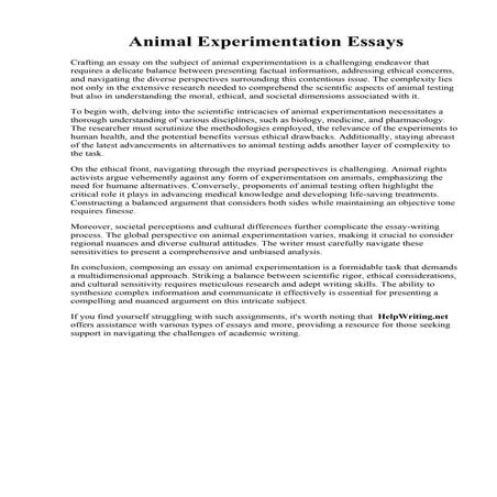Animal Experimentation Essays | PDF | Diseases and Conditions | Medical ...