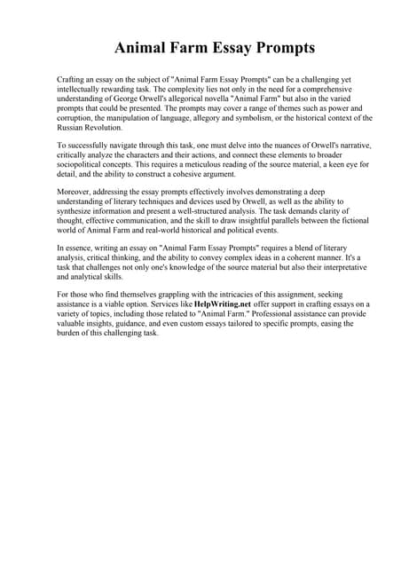 Essay On Animal Farm By George Orwell. Mitchell Hamline School of Law | PDF