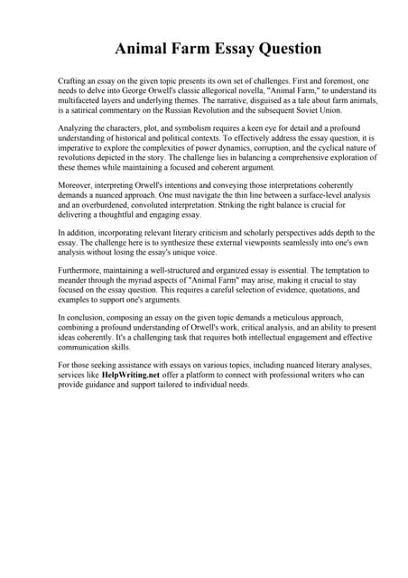 Animal Farm Propaganda Essay | PDF