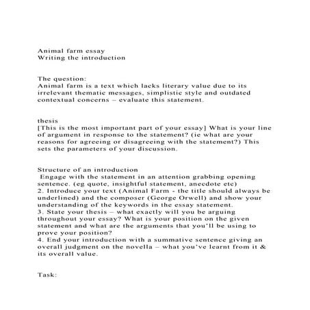 Animal farm essayWriting the introductionThe question .docx