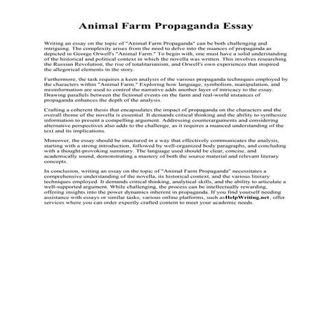 Animal Farm Propaganda Essay | PDF