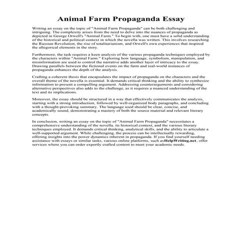 Animal Farm Propaganda Essay.pdf | Professional School | Postgraduate ...
