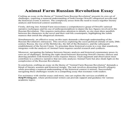 Animal Farm Russian Revolution Essay | PDF