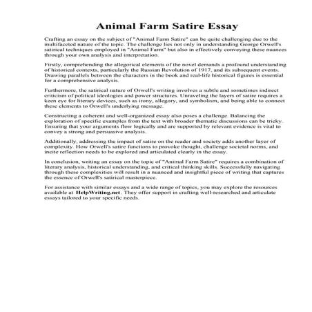 Animal Farm Satire Essay | PDF
