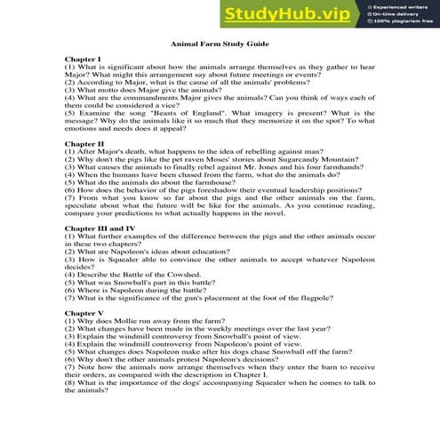 Animal Farm Study Guide | PDF