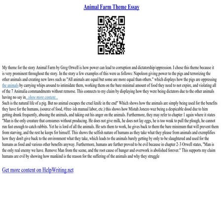 Animal Farm Theme Essay | PPT
