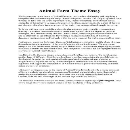 Animal Farm Theme Essay. Animal Farm Theme Essay by Michelle Hughes ...