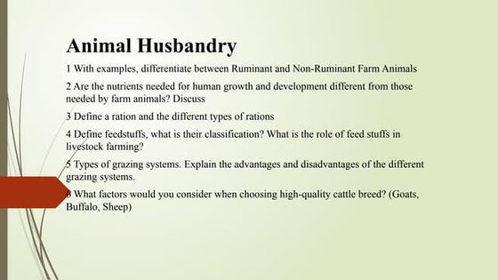 ANIMAL NUTRITION AND FEEDING LECTURE CONTENT | PPT