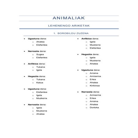 Animaliak | PDF