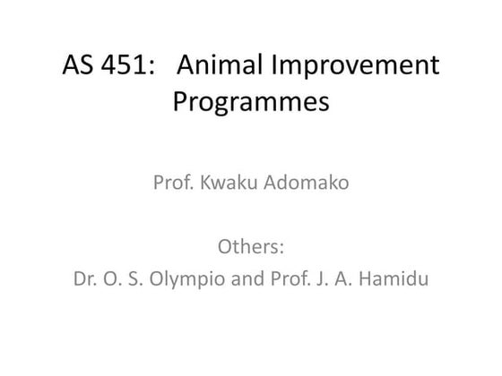 Methods of selection in animal genetics and breeding | PPTX