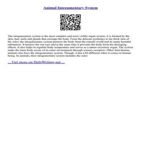 Animal Integumentary System | PDF