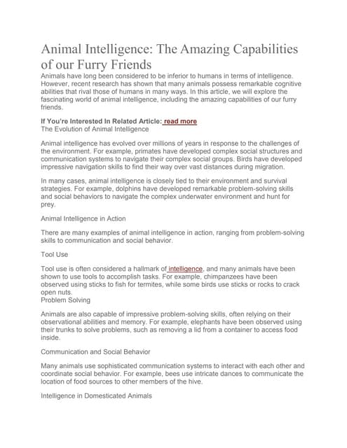 Animal intelligence | DOCX