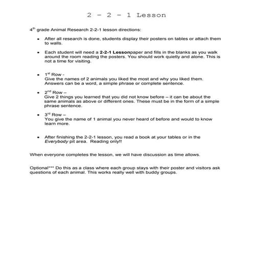 Animal research 2 2-1 lesson plan | DOCX