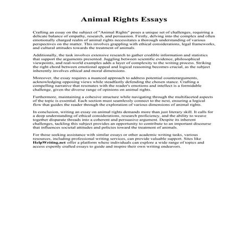 Animal Essay. The University of British Columbia | PDF