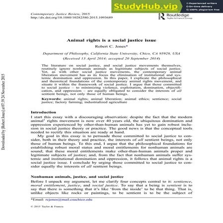 Animal Rights Is A Social Justice Issue | PDF