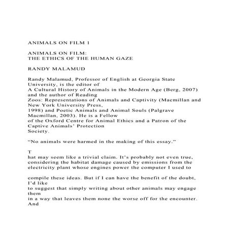 ANIMALS ON FILM 1ANIMALS ON FILMTHE ETHICS OF THE HUMAN.docx